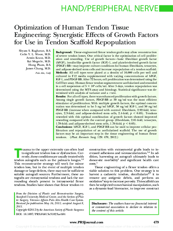 (PDF) Optimization of Human Tendon Tissue Engineering