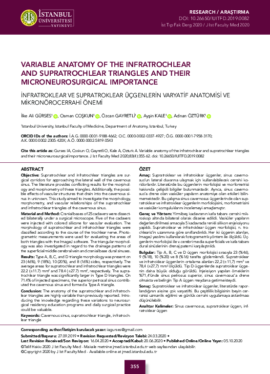 (PDF) İnfratroklear Ve Supratroklear Üçgenleri̇n Varyati̇f Anatomi̇si̇ ...