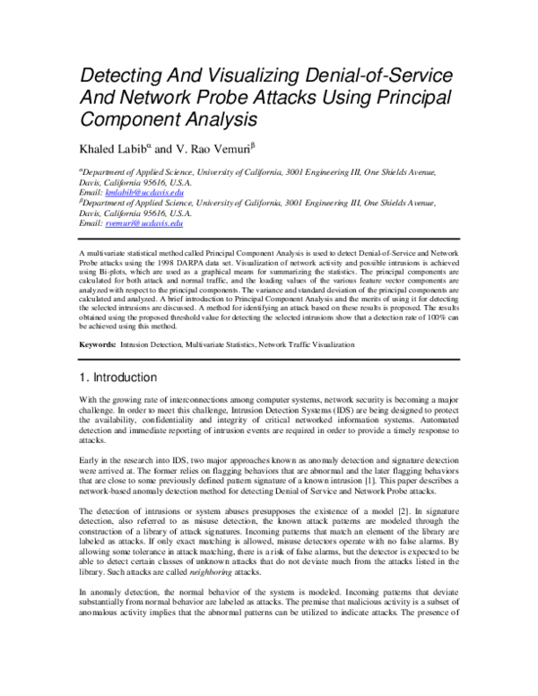 (PDF) PCA for Detecting DoS and Probe Attacks