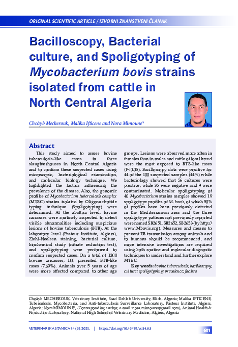 (PDF) Bacilloscopy, Bacterial culture, and Spoligotyping of ...