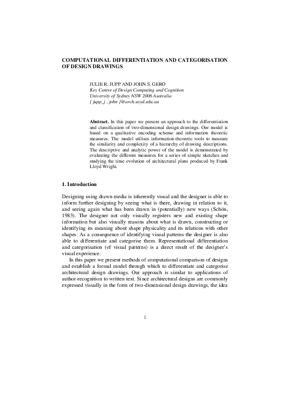 (PDF) Computational Differentiation and Categorisation of Design Drawings
