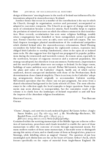 (PDF) Charms', Liturgies, and Secret Rites in Early Medieval England by ...
