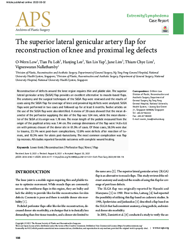 (PDF) The superior lateral genicular artery flap for reconstruction of ...