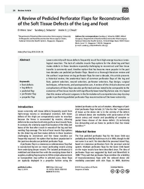 (PDF) A Review of Pedicled Perforator Flaps for Reconstruction of the ...