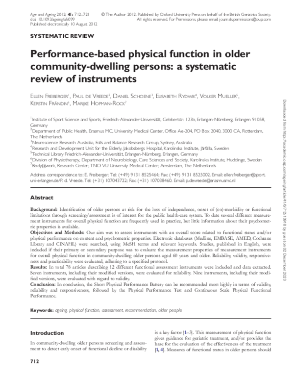 (PDF) Performance-based physical function in older community-dwelling persons: a systematic ...