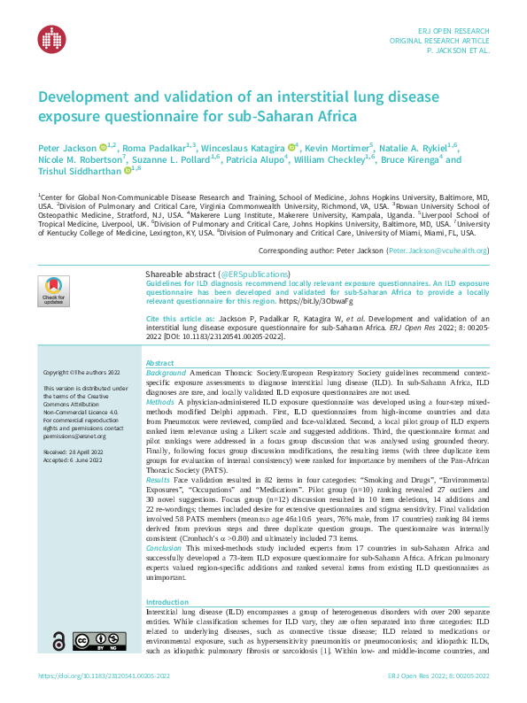 (PDF) Development and validation of an interstitial lung disease ...