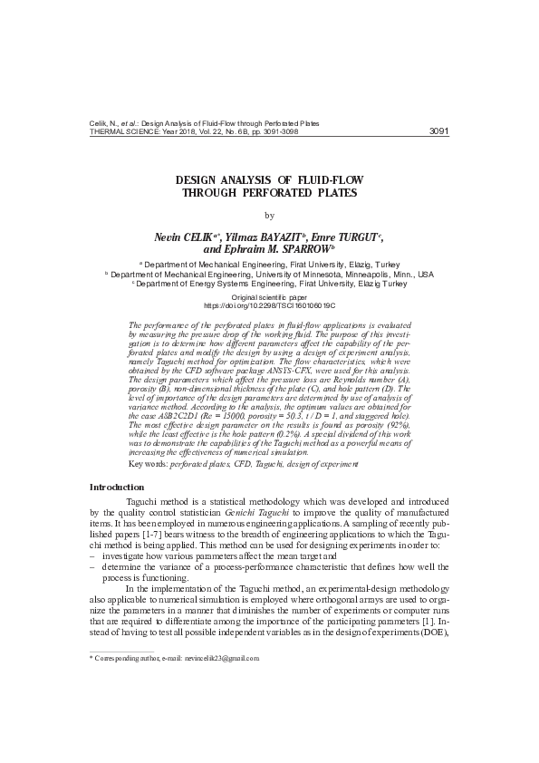 (PDF) Design analysis of fluid-flow through perforated plates