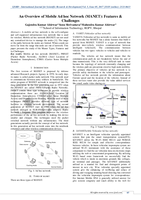 Pdf An Overview Of Mobile Ad Hoc Network Manet Features And Challenges