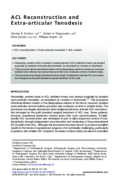 (PDF) ACL Reconstruction and Extra-articular Tenodesis