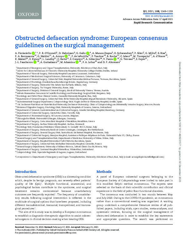 (PDF) Obstructed defaecation syndrome: European consensus guidelines on ...