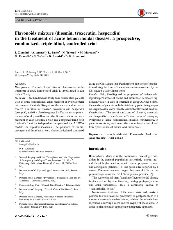 (PDF) Flavonoids mixture (diosmin, troxerutin, hesperidin) in the treatment of acute ...