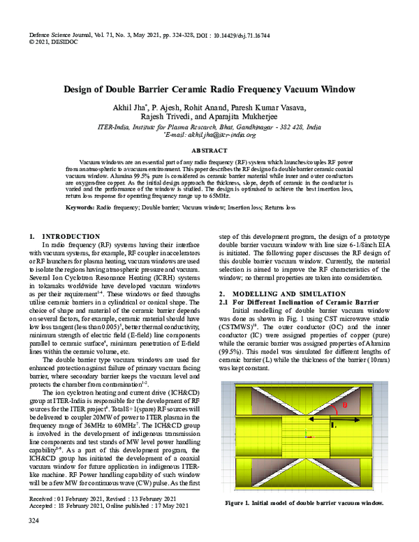 (PDF) Design of Double Barrier Ceramic Radio Frequency Vacuum Window