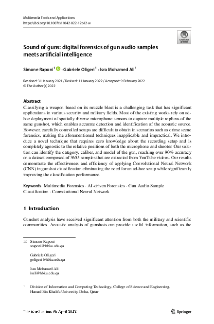 (PDF) Sound of guns: digital forensics of gun audio samples meets ...