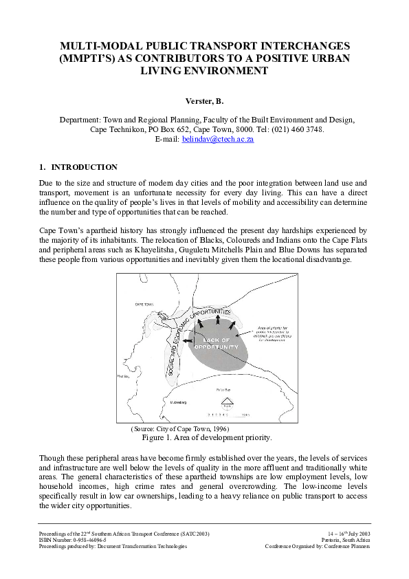 (PDF) Multi-modal public transport interchanges (MMPTIs) as contributors to a positive urban ...