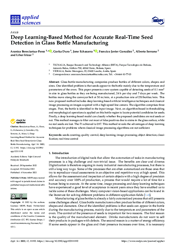 (PDF) Deep Learning-Based Method for Accurate Real-Time Seed Detection in Glass Bottle Manufacturing