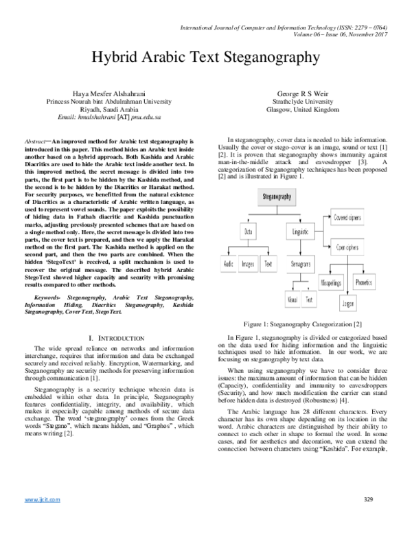 (PDF) Hybrid Arabic text steganography