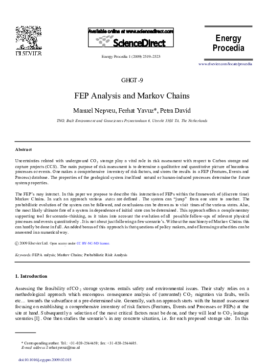 (PDF) FEP Analysis and Markov Chains