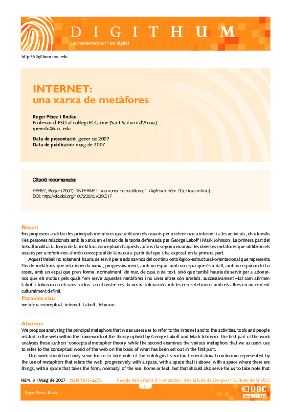 (PDF) INTERNET: a web of metaphors