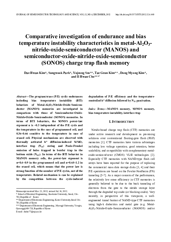 (PDF) Comparative investigation of endurance and bias temperature instability characteristics in ...