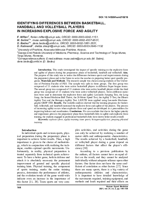 (PDF) Identifying Differences Between Basketball, Handball and ...