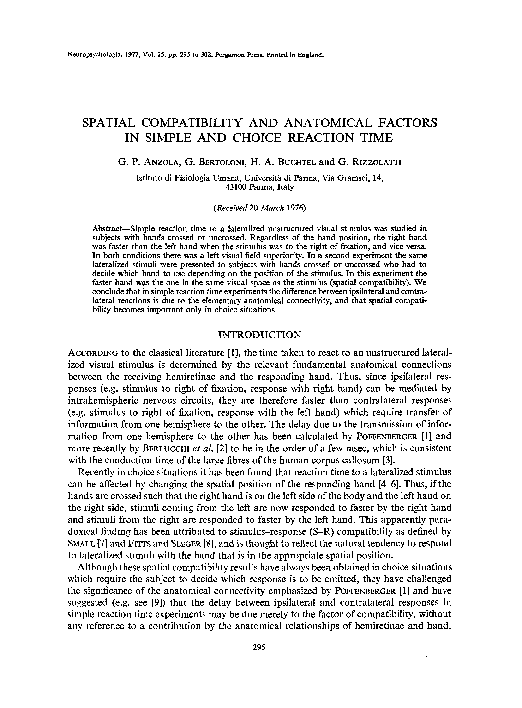 (PDF) Spatial compatibility and anatomical factors in simple and choice ...