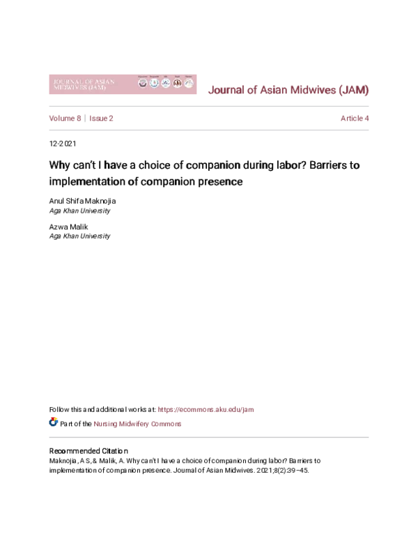 (PDF) Why can’t I have a choice of companion during labor? Barriers to ...