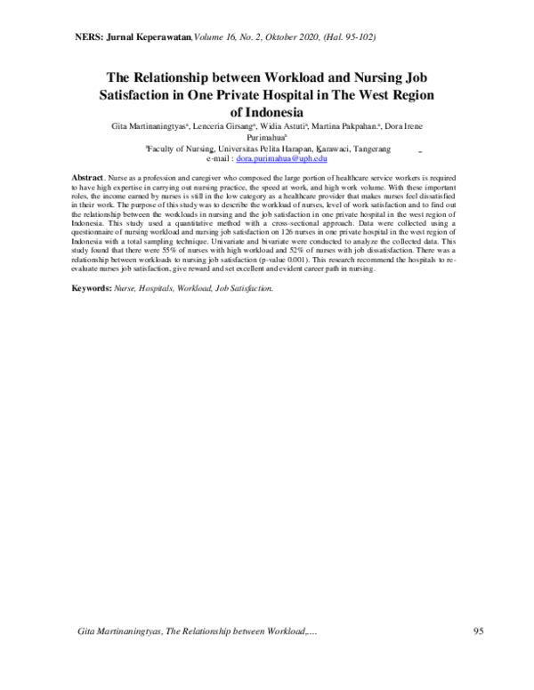 (PDF) The Relationship between Workload and Nursing Job Satisfaction in ...