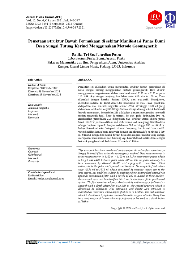 (PDF) Pemetaan Struktur Bawah Permukaan di sekitar Manifestasi Panas ...