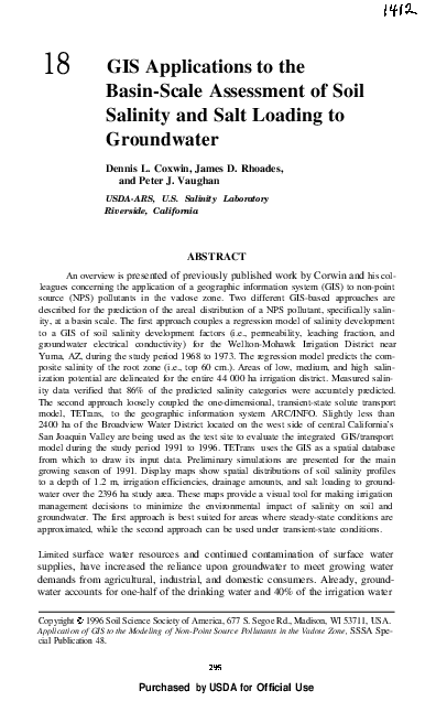 (PDF) GIS Applications to the Basin-Scale Assessment of Soil Salinity ...