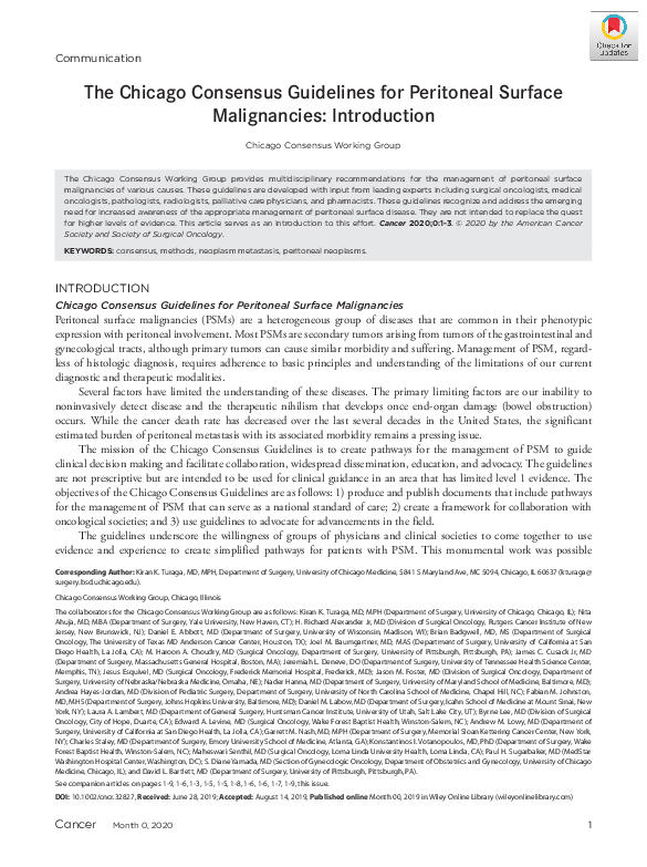 (PDF) The Chicago Consensus Guidelines for peritoneal surface ...