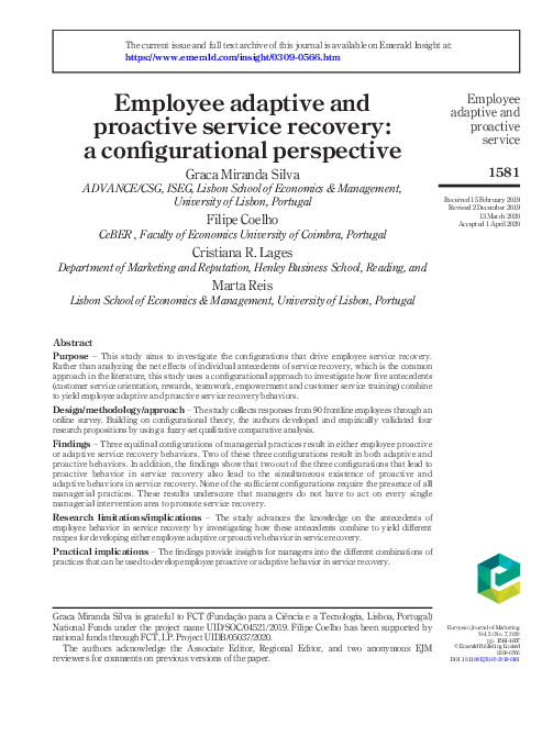 (PDF) Employee adaptive and proactive service recovery: a ...