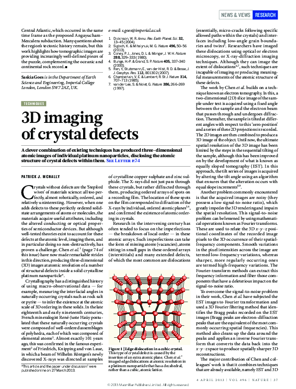 (PDF) 3D imaging of crystal defects