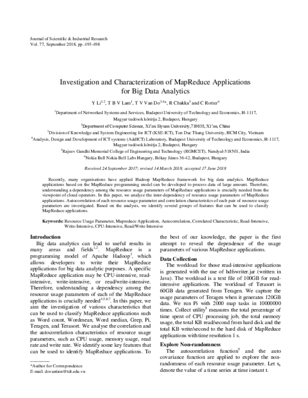 (PDF) Investigation and Characterization of Mapreduce Applications for Big Data Analytics