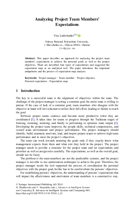 (PDF) Analyzing Project Team Members’ Expectations