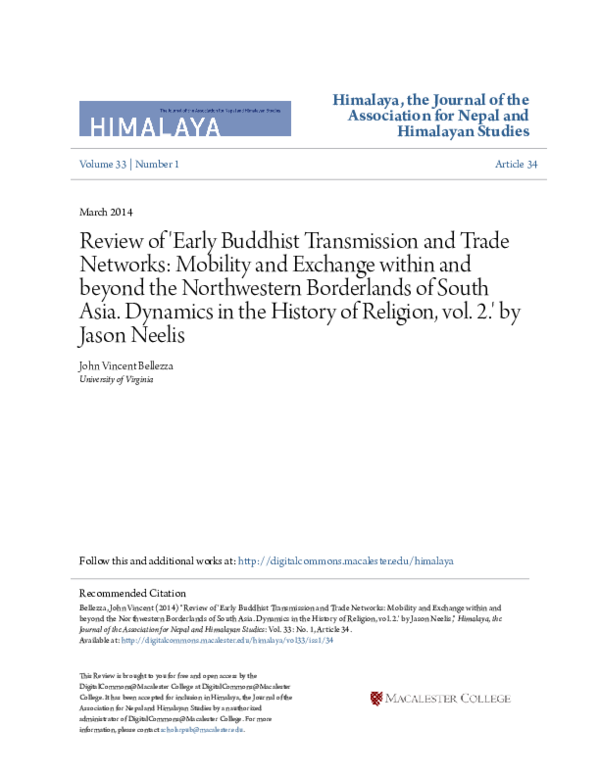 (PDF) Review of 'Early Buddhist Transmission and Trade Networks ...