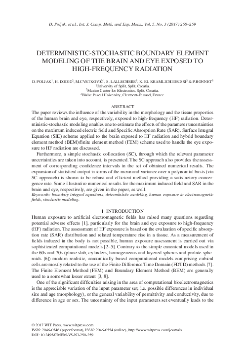 Pdf Deterministic Stochastic Boundary Element Modeling Of The Brain