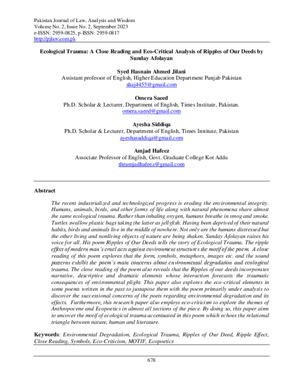 (PDF) Ecological Trauma: A Close Reading and Eco-Critical Analysis of ...