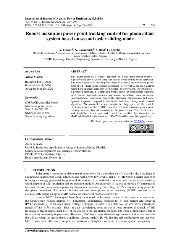 (PDF) Robust maximum power point tracking control for photovoltaic system based on second order ...