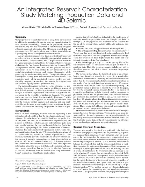 (PDF) An Integrated Reservoir Characterization Study Matching ...