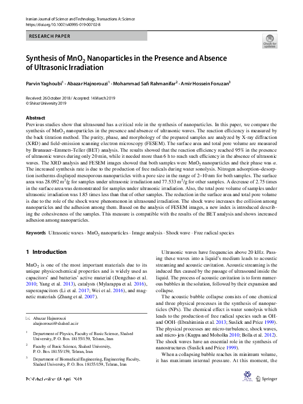 (PDF) Synthesis of MnO2 Nanoparticles in the Presence and Absence of ...
