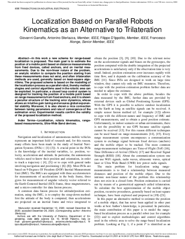 (PDF) Localization Based on Parallel Robots Kinematics As an ...