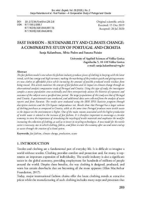 (PDF) „Brza moda” – održivost i klimatske promjene. Komparativno ...
