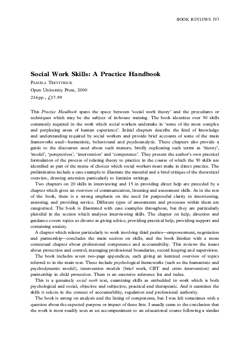 (PDF) Social Work Skills: A Practice Handbook
