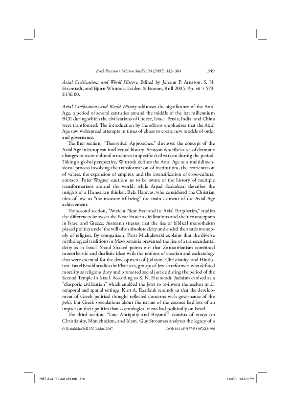 (PDF) Axial Civilizations and World History
