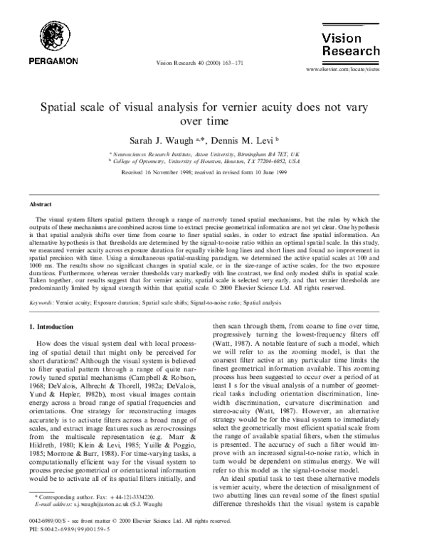 (PDF) Spatial scale of visual analysis for vernier acuity does not vary ...
