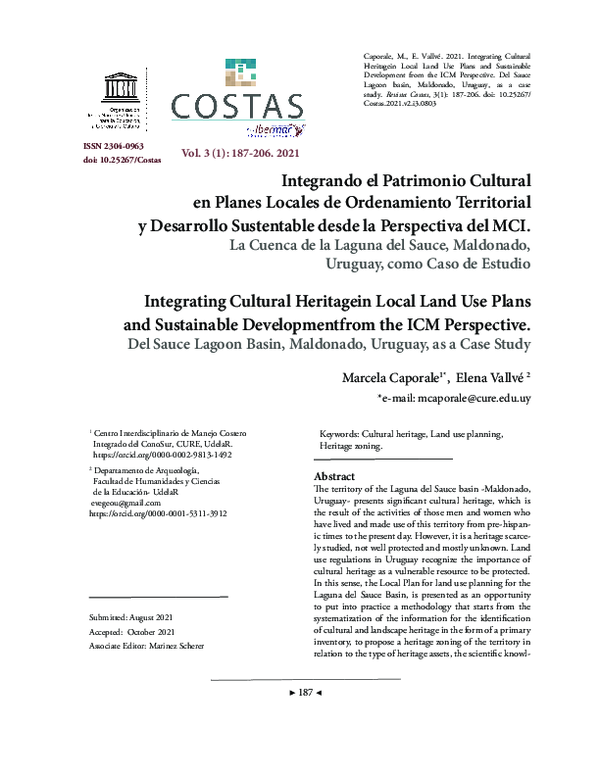 (PDF) Integrando el patrimonio cultural en planes locales de ordenamiento territorial y ...
