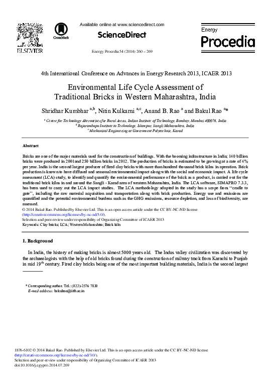 (PDF) Environmental Life Cycle Assessment of Traditional Bricks in ...