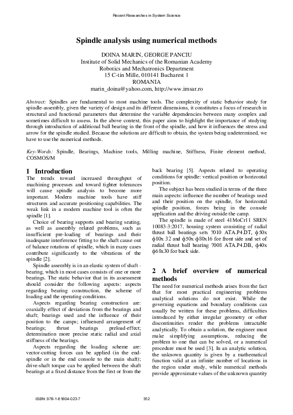(PDF) Spindle analysis using numerical methods