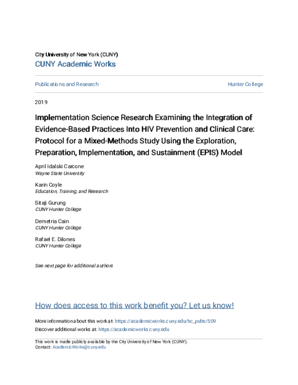 (PDF) Implementation Science Research Examining the Integration of ...