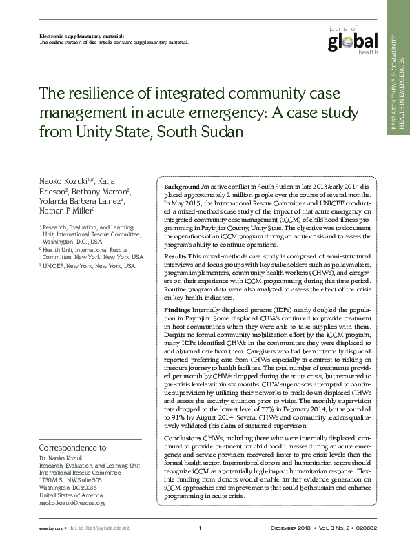 (PDF) The resilience of integrated community case management in acute ...